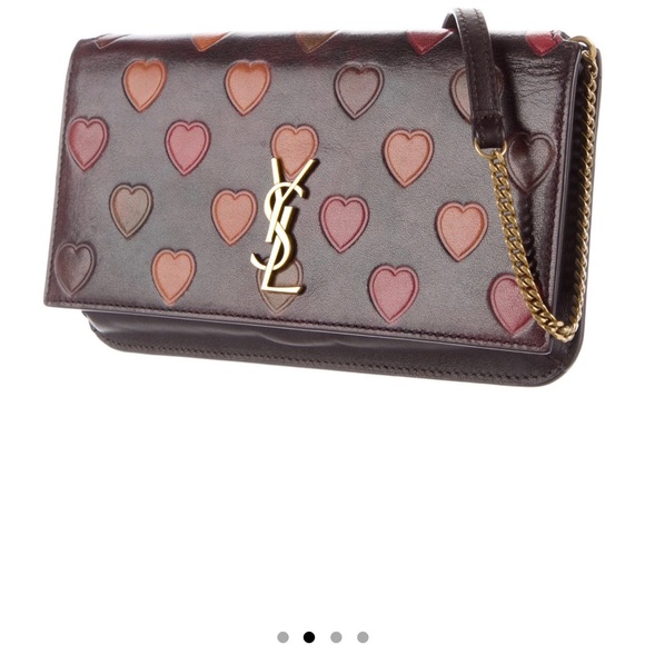 Yves Saint Laurent | Bags | Authentic Monogram Heart Embossed Leather ...